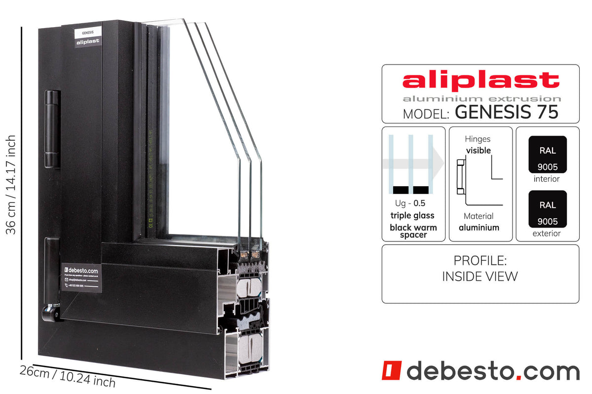 Aliplast Genesis 75 Black Aluminium Window System - Corner Sample – debesto