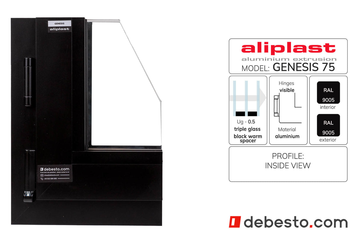Aliplast Genesis 75 Black Aluminium Window System - Corner Sample – debesto
