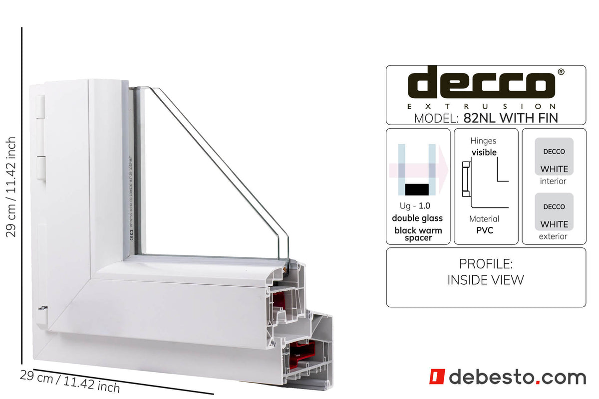 Decco 82 NL with peen PVC Window system - corner sample – debesto